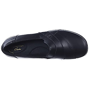 Clarks Women's May Marigold Slip-On Loafer, Black Leather, 9 M US