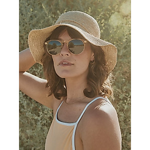 RAEN Ð Remmy Ð Unisex Retro Round Sunglasses UV Protection - Champagne Crystal/Green Polarized Lens (Size 52 MM)