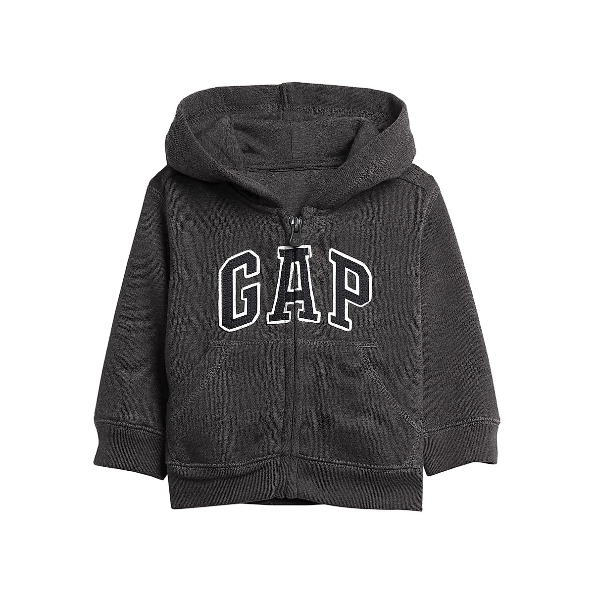 GAP baby boys Logo Zip Hoodie Sweatshirt, Charcoal Grey B65, 4T US
