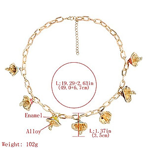 JOYID Colorful Enamel Mushroom Charms Tassel Necklace Personality Fashion Jewelry for Women