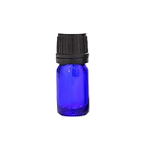 Constore 5ml Cobalt Blue Glass Bottle For Essential Oil Empty Refillable Vials with Euro Dropper Orifice Reducer Liquid Perfume Dispenser Lab Vials Black Coarse Grained Cap-15 Pack