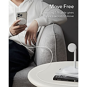 ESR HaloLock Shift Wireless Charger, Compatible with MagSafe Charger Stand, 2 Charging Modes, Detachable Fast Charging Pad, for Caseless iPhone 14/13/12 Series Phones and Magnetic Cases, White