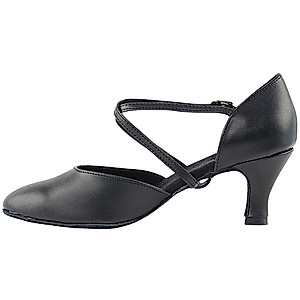 Women's Ballroom Dance Shoes Tango Wedding Salsa Dance Shoes Black Leather 9691EB Comfortable - Very Fine 2.5" Heel 9 M US [Bundle of 5]