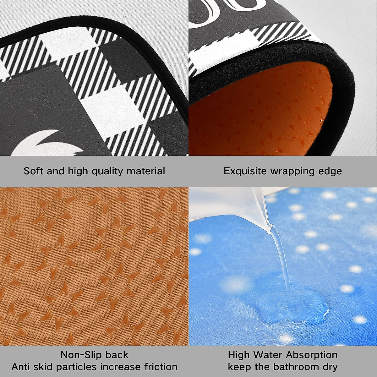 Emelivor Buffalo Plaid Checked Farmhouse Kitchen Mat Set of 2 Anti-Fatigue Kitchen Rug Set Non Slip Foam Cushioned Kitchen Runner Rugs and Mats Comfort Standing Mat for Farmhouse Doormat Laundry