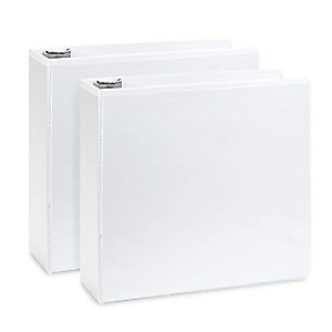 Extra Large 3 Ring Binders, 4 Inch Binder with Rugged Heavy Duty Design for Home, Office, and School, Holds up to 880 Sheets of 8.5 Inch x 11 Inch Paper, White, D Ring, 2 Pack of 4" Binders