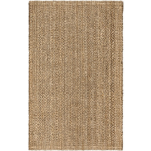 SAFAVIEH Natural Fiber Collection Area Rug - 9' x 12', Natural & Brown, Handmade Boho Farmhouse Fringe Jute, Ideal for High Traffic Areas in Living Room, Bedroom (NF183A)