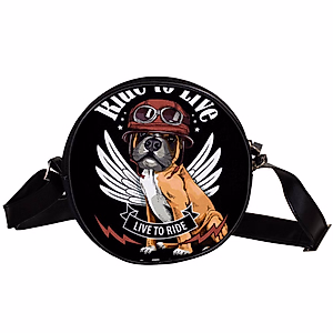 Motors Bulldog Women's Round Cross-Body Zipper Shoulder Bag circle purses and handbags