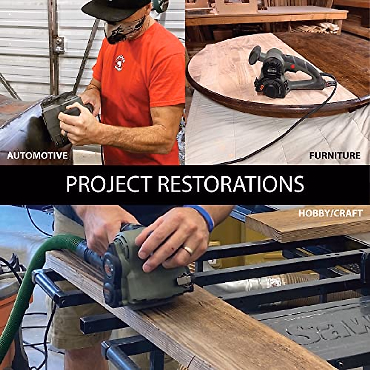 RESTORER Drum Sander Tool for Woodworking, Surface Conditioning, Buffer Polisher, Paint Stripper Remover, WR351K2 Variable Speed with vac attachment, Tool Bag, OHIO family business, 11 x 7 x 7 inches