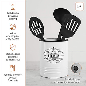 Baie Maison Large Kitchen Utensil Holder for Countertop - Farmhouse Kitchen Tools Storage Organizer Utensil Crock - White Cooking Utensil Holder for Kitchen Counter - Utensil Caddy Jar Spatula Holder