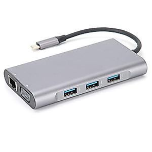 10‑in‑1 Docking Station Type‑C High Speed USB3.0 Fast Transmission, for HDMI 4K Memory Card PD Audio VGA RJ45 PD Hub, 3840X2160P Ultra-Slim Data USB Hub Adaptor