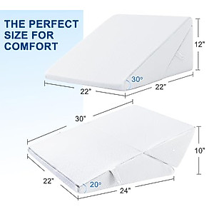 ROCYJULIN Wedge Pillow for Sleeping, 9 & 12 Inch Adjustable Memory Foam Incline Elevated Pillow Wedge, Triangle Wedge Pillows for After Surgery, Acid Reflux and Snoring, White