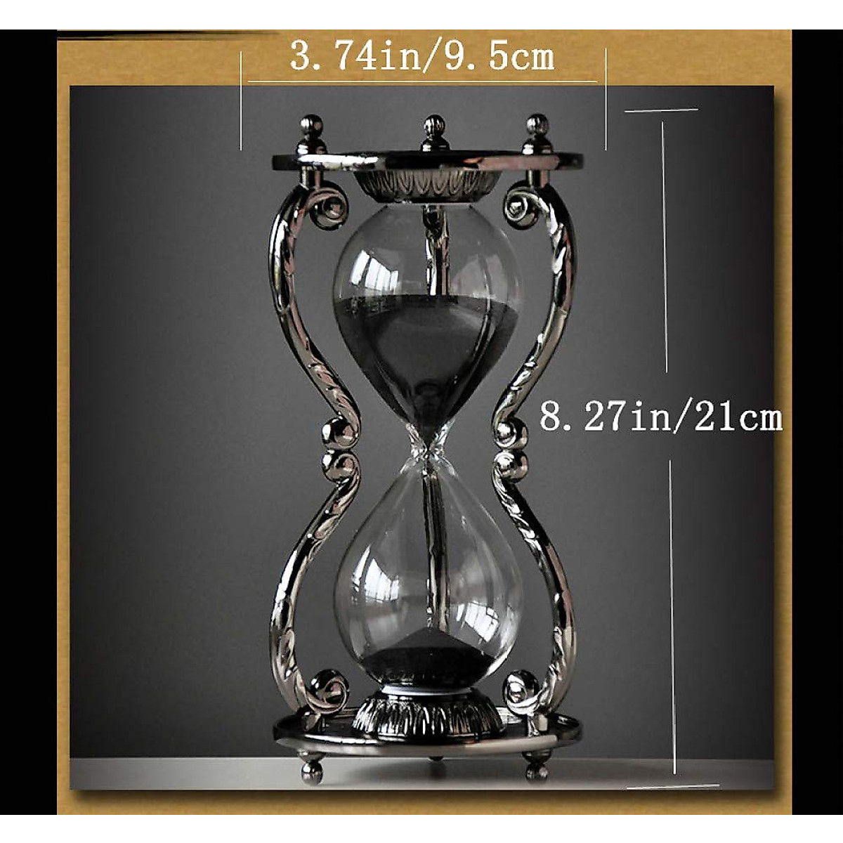 Black Antique Decorative Hourglass Sand Timer - 30 Minute, Unique Vintage 12 Constellations Metal Art Hour Glass for Office Desk Home Decor - Birthday Gift,Taurus