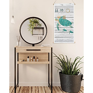 Hanging Earring Jewelry Organizer Ocean Turtle Wood Grain Stub Earring Holder Necklace Earring Display Large Capacity Earring Hanging Organizer for Women Girls 12"x24"