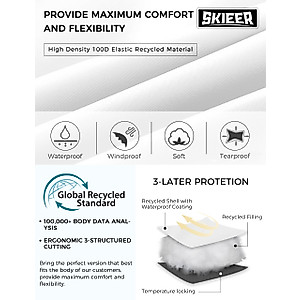 Skieer Women's Snow Jacket Hooded Soft Insulated Winter Ski Snowboard Coat(White,X-Large)