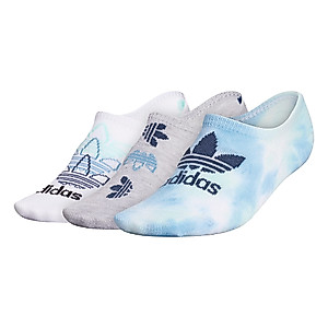 adidas Originals Women's Originals Color Wash 3-Pack Super No Show, Clear Mint/Hazy Blue/Crew Navy Cool Light Heather/Hazy Blue/Crew Navy, Medium