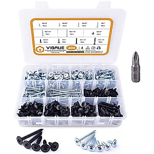 VIGRUE #8 Phillips Modified Truss Head Wood Screws Self Tapping Screws Assortment kit, 400PCS