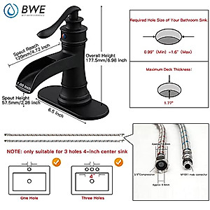 BWE Waterfall Bathroom Faucet Oil Rubbed Bronze Single-Handle One Hole Sink Faucet Farmhouse Bath Vanity Lavatory Restroom Faucets Antique