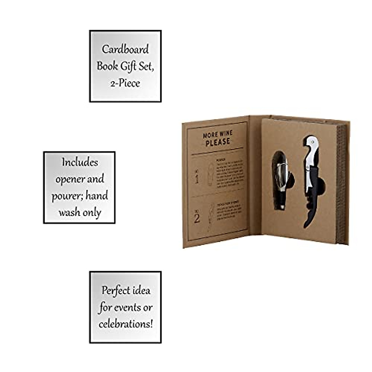 Santa Barbara Design Studio Gift Set Drinking Essentials SIPS Drinkware Kraft Cardboard Book Gift Box, 2-Pieces, More Wine