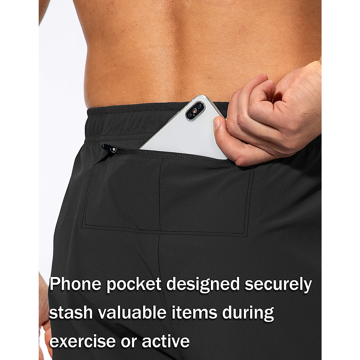 Pudolla Men's Workout Athletic Pants Elastic Waist Jogging Running Pants for Men with Zipper Pockets (Black 3XL)