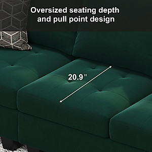 Belffin Velvet Modular Sofa Couch 3 Seater Sofa Couch for Living Room Green