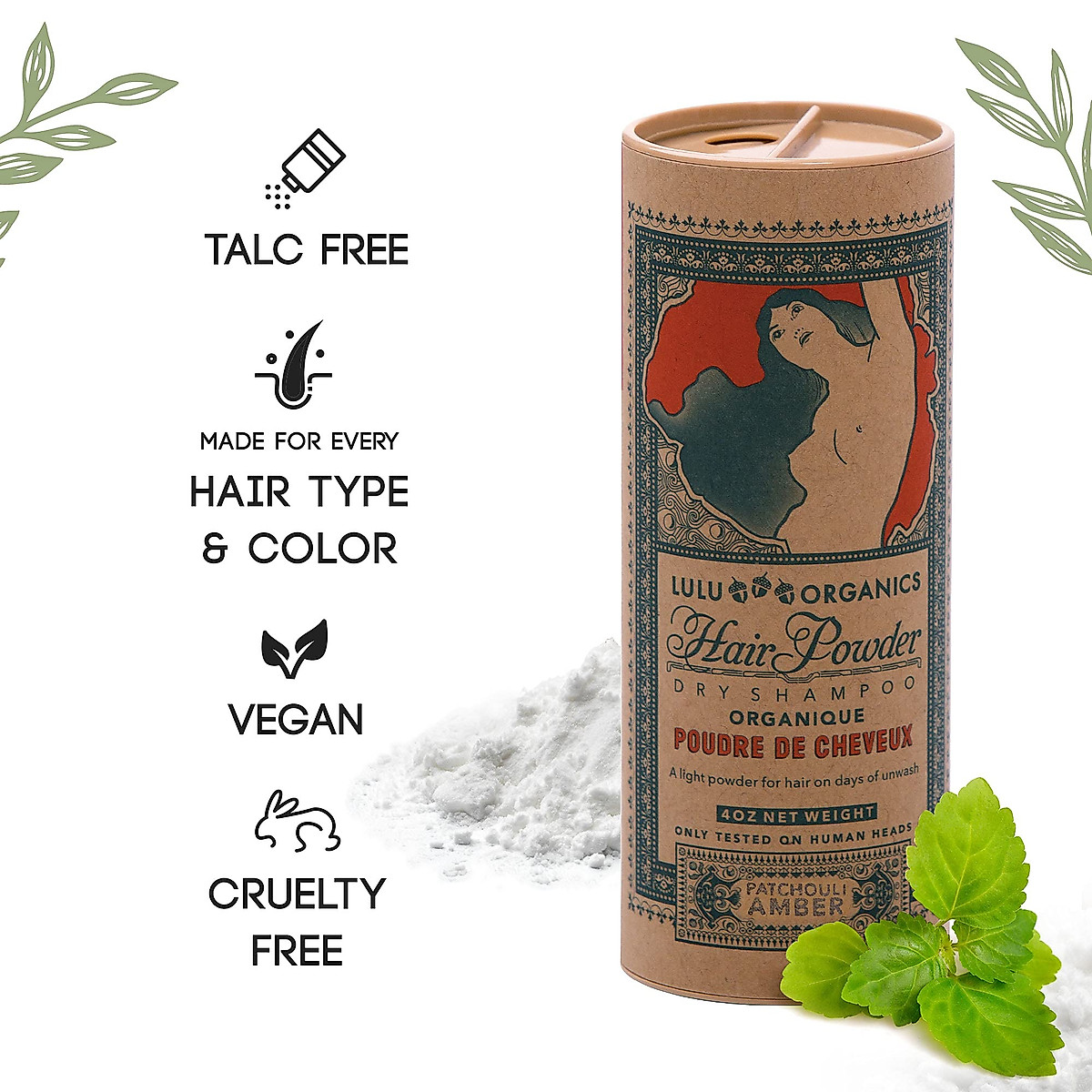Lulu Organics Patchouli & Amber Hair Powder/Dry Shampoo - 4 oz