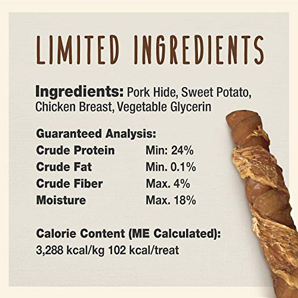 Cadet Gourmet Triple Chews Pork Hide, Sweet Potato, & Chicken Dog Treats - Healthy Dog Treats for Small & Large Dogs - Inspected & Tested in USA (6 Count)