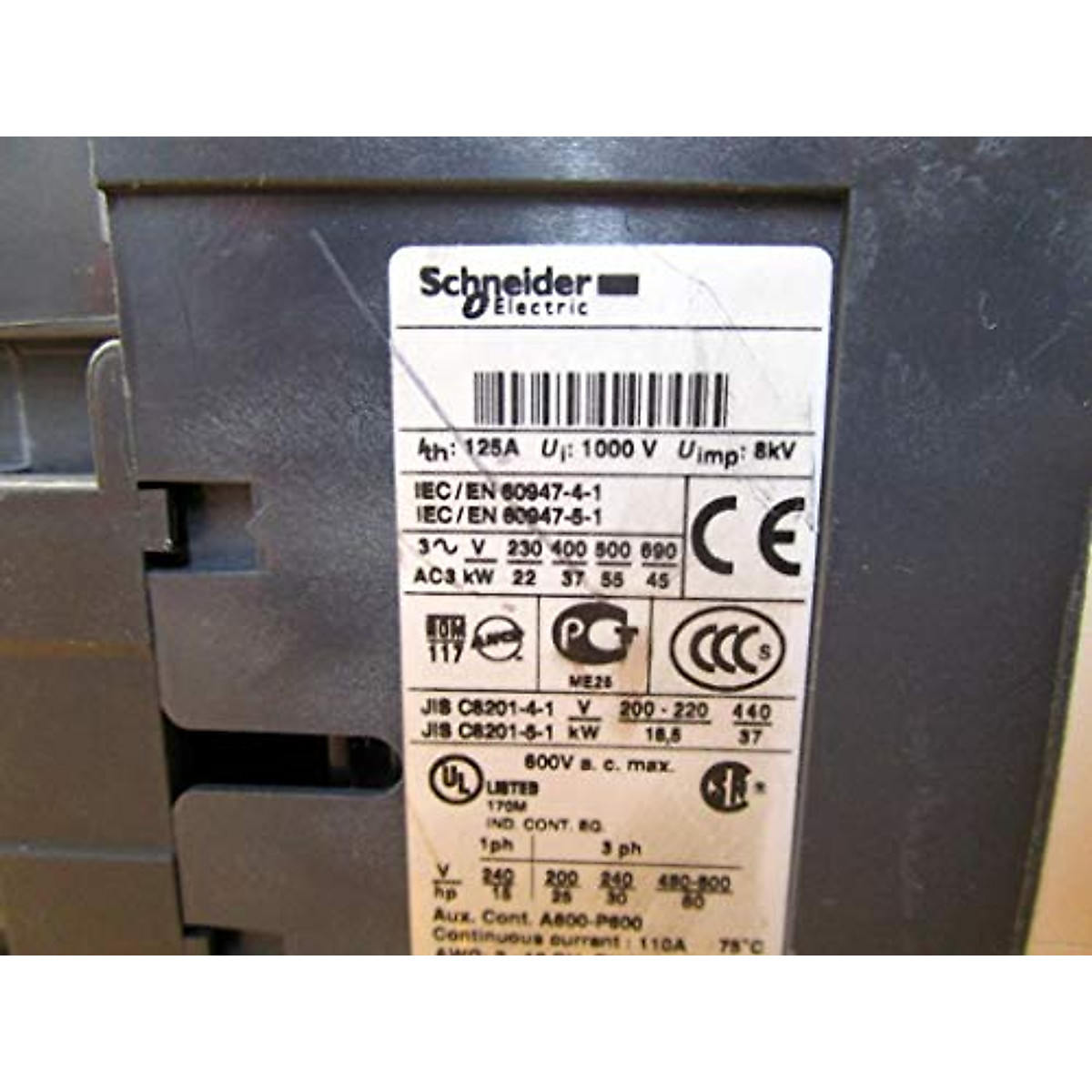 Schneider Electric LC1D80 LX1 D6 F7 Contactor LC1D80LX1D6F7