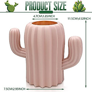 LeonBach 3 Pack Cactus Cute Pencil Holders, Pen Cup Cactus Storage Containers Cactus Office Decor Desk Accessories, Pink & White & Green