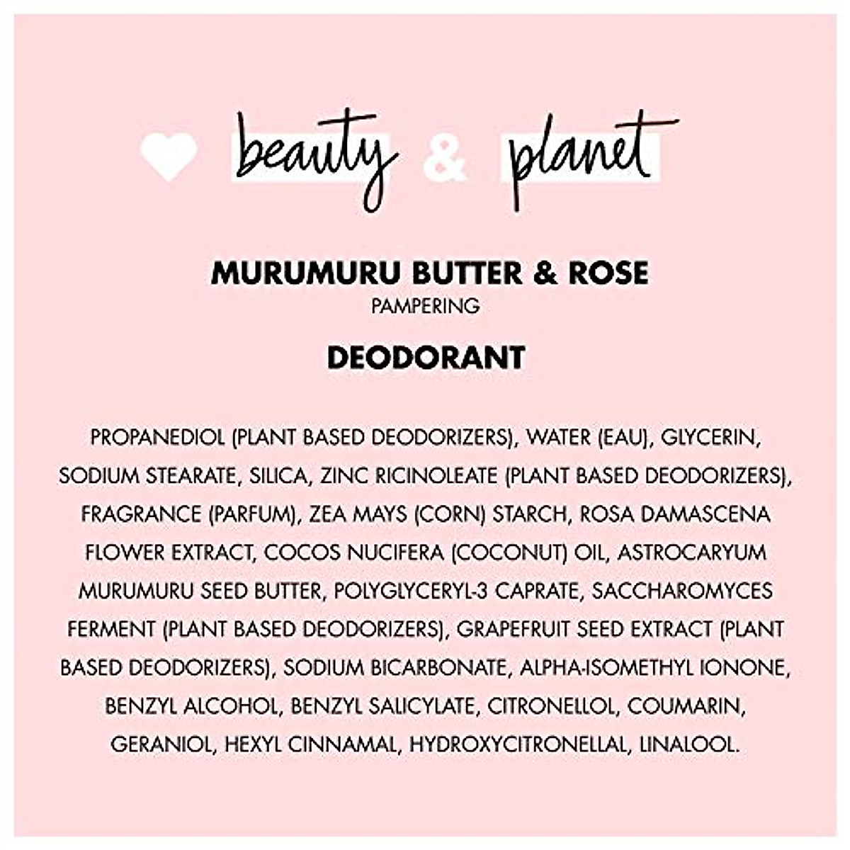 Love Beauty And Planet Deodorant, Murumuru Butter and Rose, 2.95 Oz