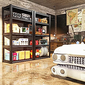 Raybee 72" Garage Shelving Heavy Duty, 2010LBS Garage Storage Shelves with 5 Tier Adjustable Metal Shelving Unit,Heavy Duty Shelving,Metal Storage Shelves for Basement,Easy Assembly,16.3"DX31.7"WX72"H