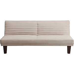 DHP Dillan 69 Inch Futon Sofa Bed, Modern Armless Upholstered Couch Sleeper with Tufted Back and Seat, Full, Tan