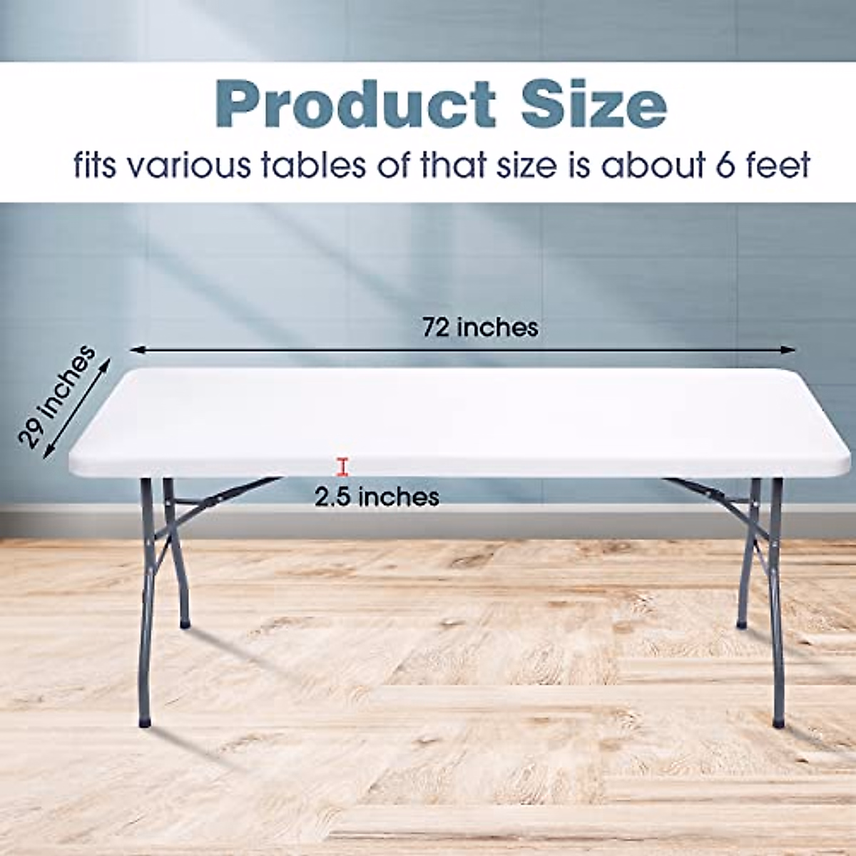 Mixweer 2 Pieces Spandex Tablecloth Stretch Tablecloth Elastic Fitted Picnic Table Cover Washable Folding Table Cover Rectangle Polyester Tablecloth for Picnic Party (White,72 x 30inch)