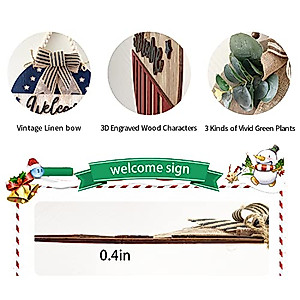 Condorpasea 3D Welcome Sign for Front Door | Home/Farmhouse Porch Décor Wooden Hanging Sign with Artificial Leaves and Rustic Beads | Christmas Classroom |12" Round