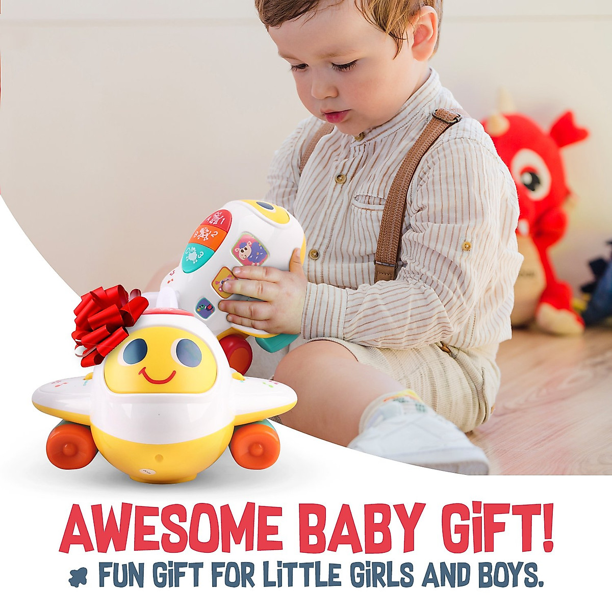 CoolToys My First Plane Airplane Toy for Toddlers and Babies for Learning Letters, Numbers and Colors - Lights Up, Sings, and Moves Around