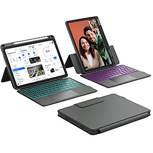 CHESONA Rugged Keyboard Case for iPad 10th Generation, Magnetic Detachable, Smart Trackpad, 15°-180° Adjustable Stand, Portrait/Landscape Dual Mode, Backlit Keyboard for iPad 10th 10.9” 2022, Gray