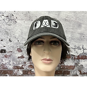 Hepandy Embroidered Fishing Dad Hat for Men, Gift for Father Daddy Papa, Washed Black Embroidery Trucker Hats Baseball Cap