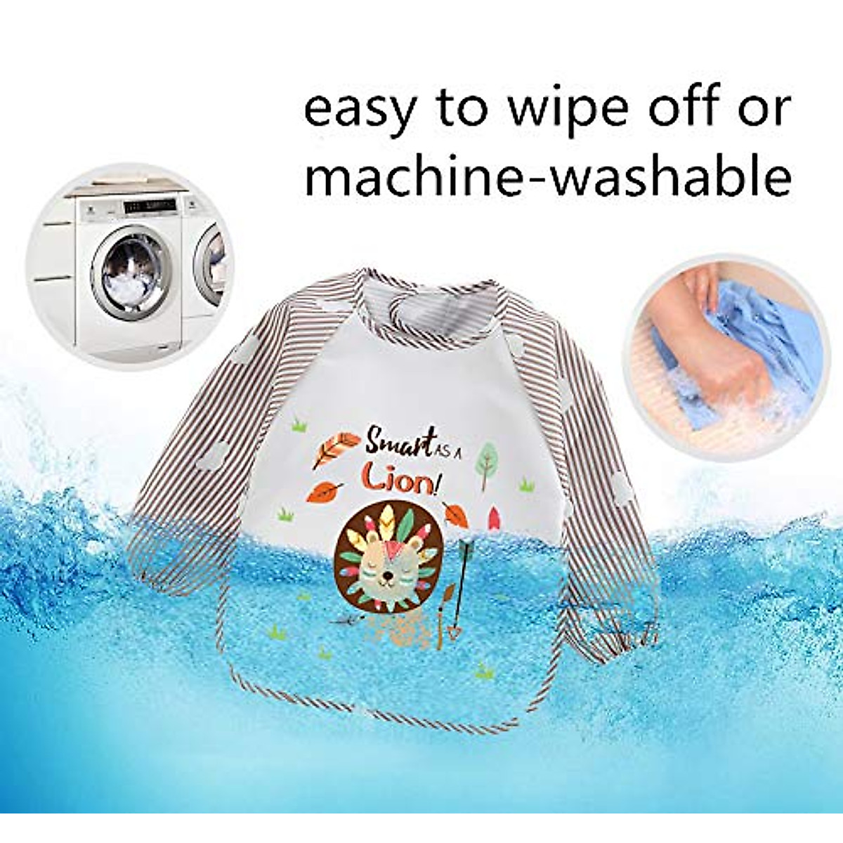 Haimoburg 3pcs Set Baby Toddler Kids Waterproof Long Sleeve Bibs Apron Feeding Smock