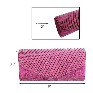Li'Shay Fuschia Sparkle Satin Evening Bag