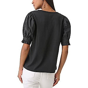 Karl Lagerfeld Paris Women's Soft Short Sleeve Everyday Fashion Sport Knit, Black, Large