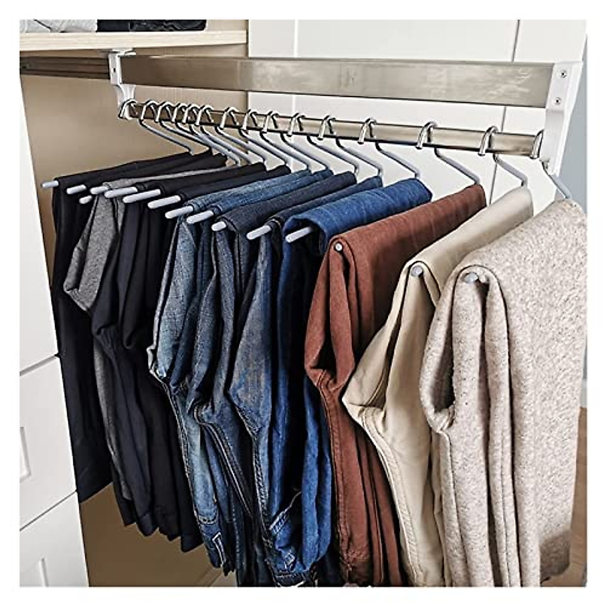 Retractable Hanger Rod Adjustable 30-80cm Closet Hanger Rod, Household Trousers Rod Aluminum Alloy Clothes Rail Slide Rail, Load-bearing 25 Kg (Size : 450mm/17.7inch)