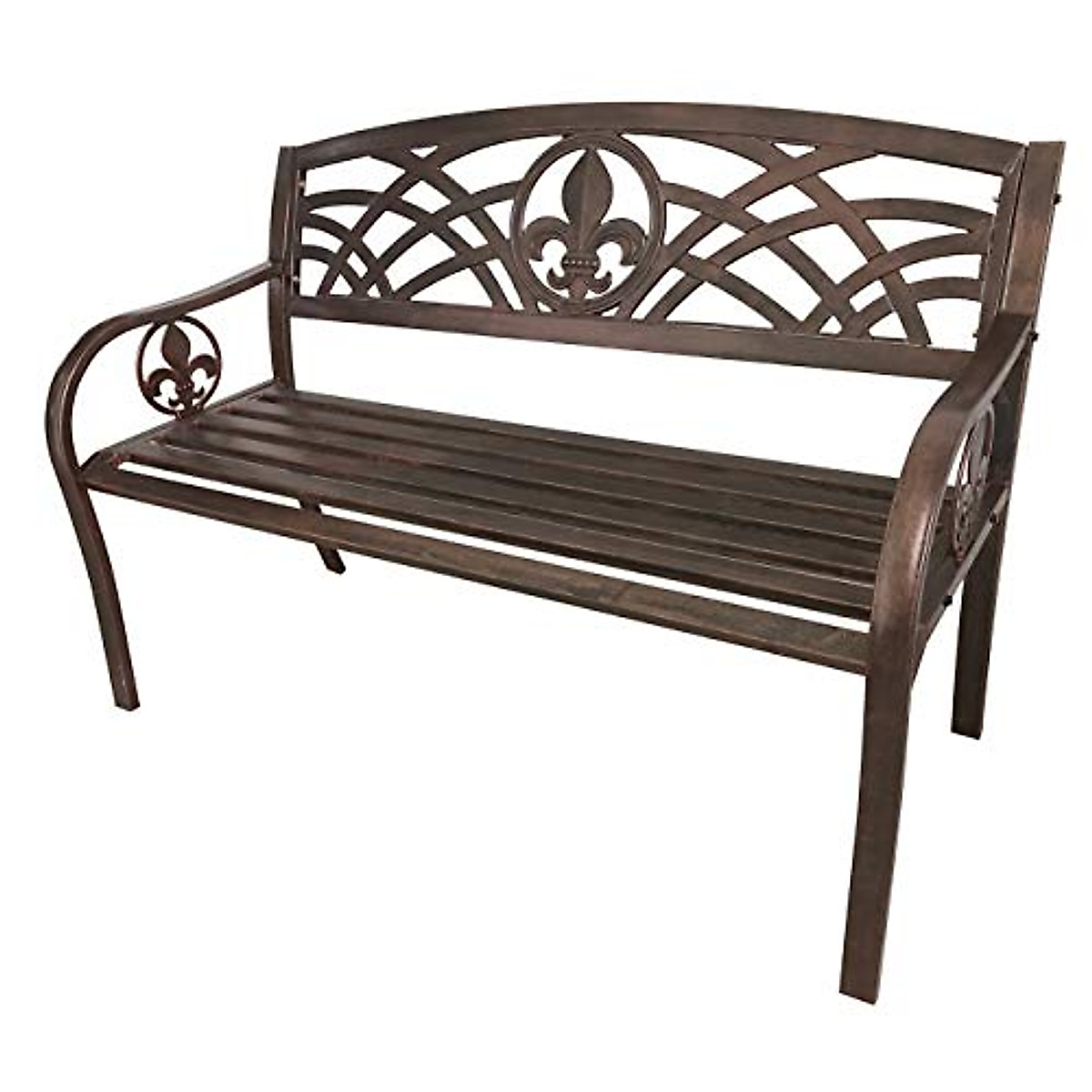 Leigh Country Fleur De Lis Metal Bench