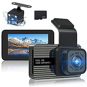 Ajvvf Dash Cam Front and Rear, 1080P Dashcam for Cars,170°Wide Angle Dashboard Cameras， Super Night Vision, G-Sensor, Loop Recording, Motion Detection, 24 Hours Parking Monitor with 32GB Card…