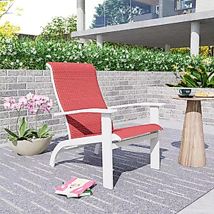 Anmutig Aluminum Adirondack Chair Deep Seating Patio Lounge Chair, Outdoor Club Chair Weather Resistant, Fire Pit Chair for Patio Porch Garden Backyard Deck (Red)