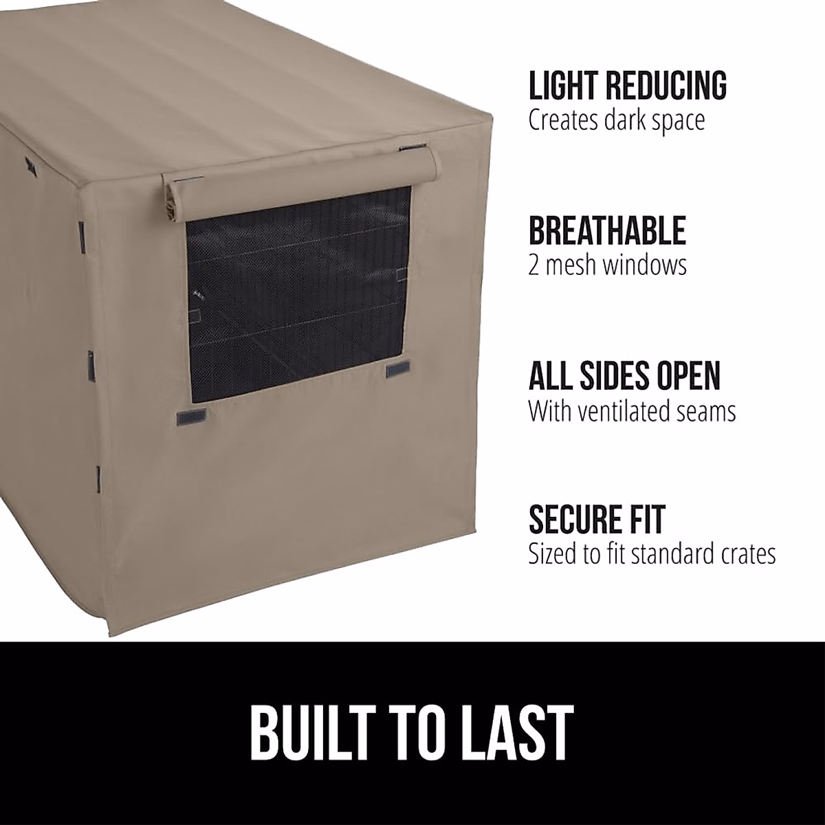 Gorilla Grip Dog Crate Covers Compatible with Amazon Basics Dog Crates, All Sides Open, Privacy Cover Fits 24" Wire Kennel, Breathable Mesh Windows, Light Reducing Puppy Training Cage Topper, Taupe