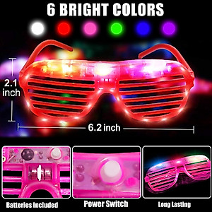 36 Pack LED Glasses New Years Eve Party Supplies Glow In The Dark for Kids Adult Rave Neon Flashing Sunglasses Glow Sticks Glasses New Years Light Up Accessories for New Years Birthday Decorations