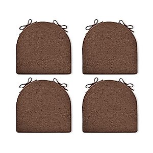 COSNUOSA Kitchen Chair Cushions D-Shaped Dining Chair Cushions with Ties Non Slip Kitchen Dining Chair Pads and Seat Cushion Set 17 x 16 Inches Brown 4 Pcs