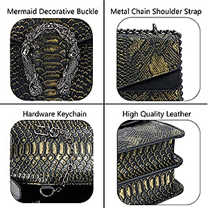 HUNDBRIGHT Satchel Purses and Shoulder Bag for Women - Fashion Print PU Leather Handbag Chain Strap Crossbody Bag (Z-Bronze)