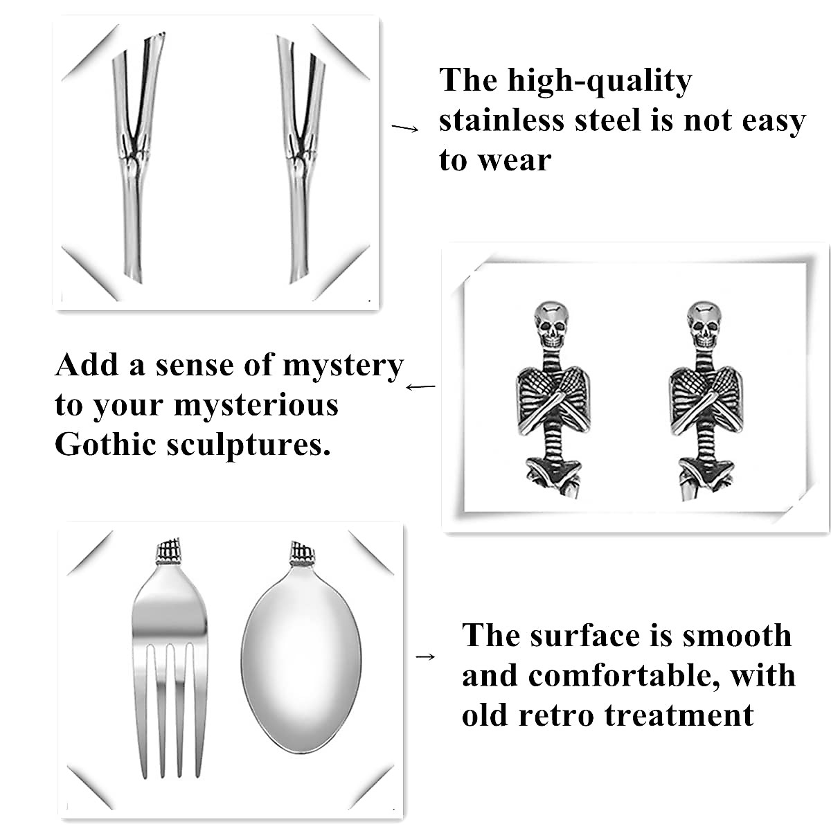 LOYEH Skeleton Skull Spoon Stainless Steel Spoon Flatware Tableware Design Modern Look Great Gifts For Halloween Easter and Christmas (Spoon)