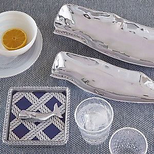 MARIPOSA Nantucket Whale Rope Napkin Box Silver Small