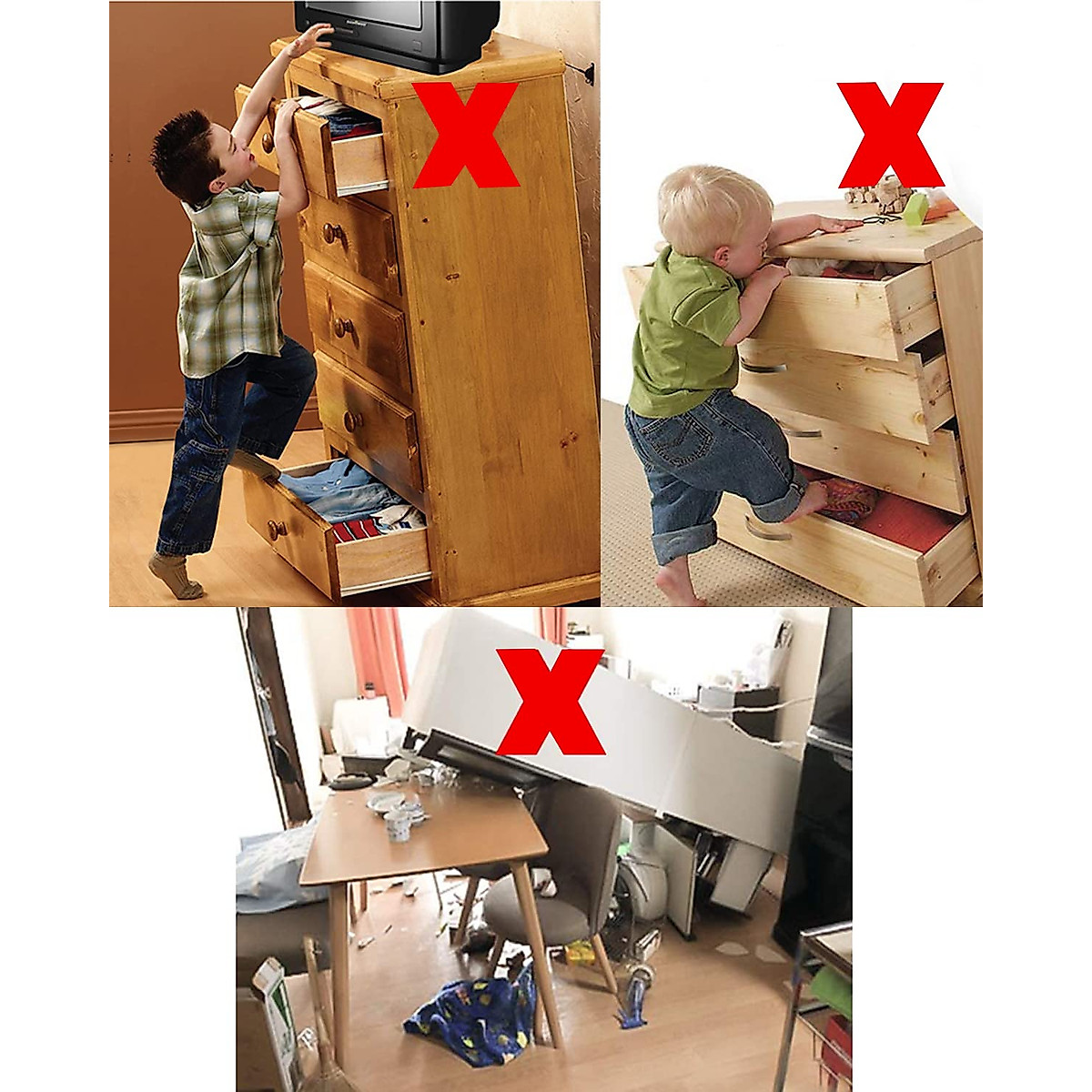 Furniture Anchors to Wall for Baby Proofing Anti Tip Wall Anchors 6 Pack Heavy Duty Dresser Safety Bracket Mount Strap Cabinet